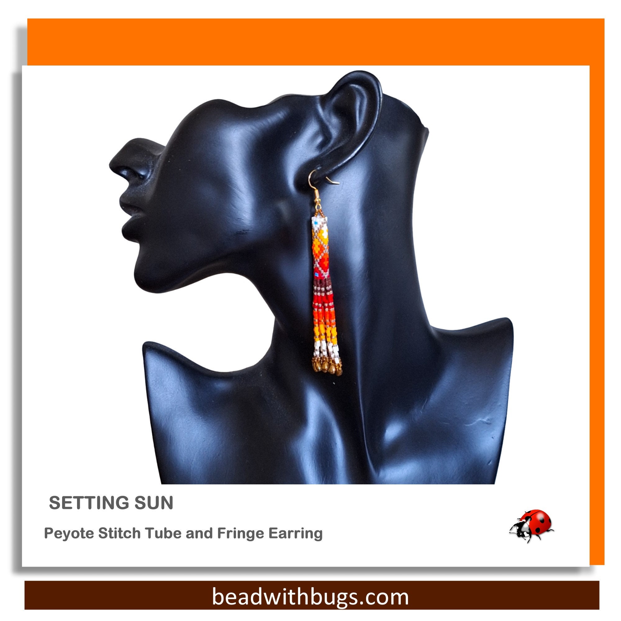 Peyote Stitch Fringed Tube Earring Pattern by Bead With Bugs, Setting ...