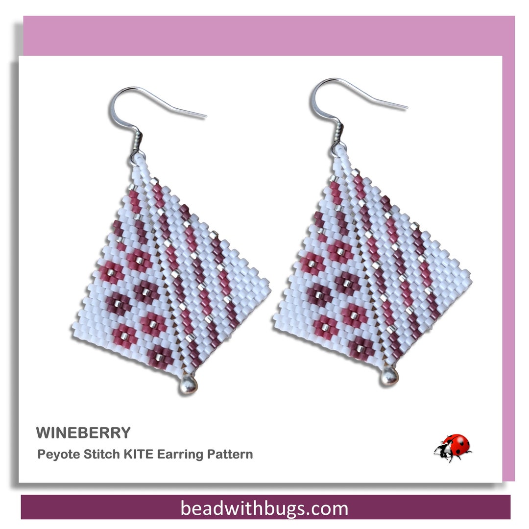 WINEBERRY : Peyote Stitch Kite Earring Pattern by Bead With Bugs - Etsy