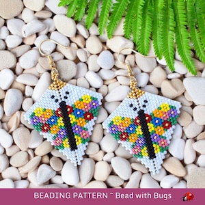 Peyote Stitch, Kite Earring Beading Pattern by Bead With Bugs, Flower ...