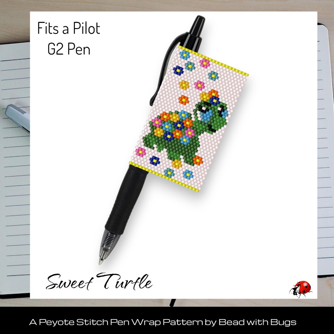 SWEET TURTLE: Peyote Stitch Beaded Pen Wrap by Bead With Bugs - Etsy
