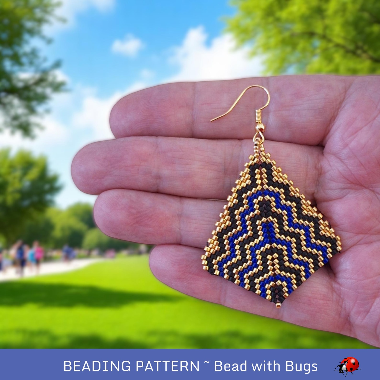 Peyote Stitch, Kite Earring Beading Pattern by Bead With Bugs, Matrix ...