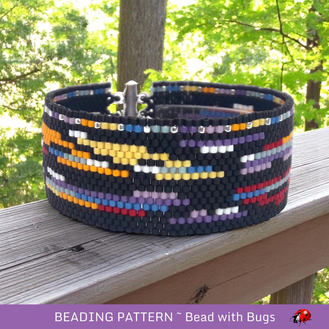 Peyote Stitch Beaded Bracelet Pattern, Moody Abstract Design (PDF) - Etsy