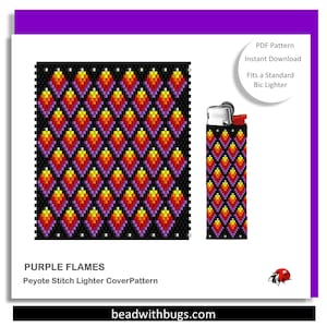 Peyote Stitch Beaded Lighter Cover, PURPLE FLAME by Bead With Bugs - Etsy