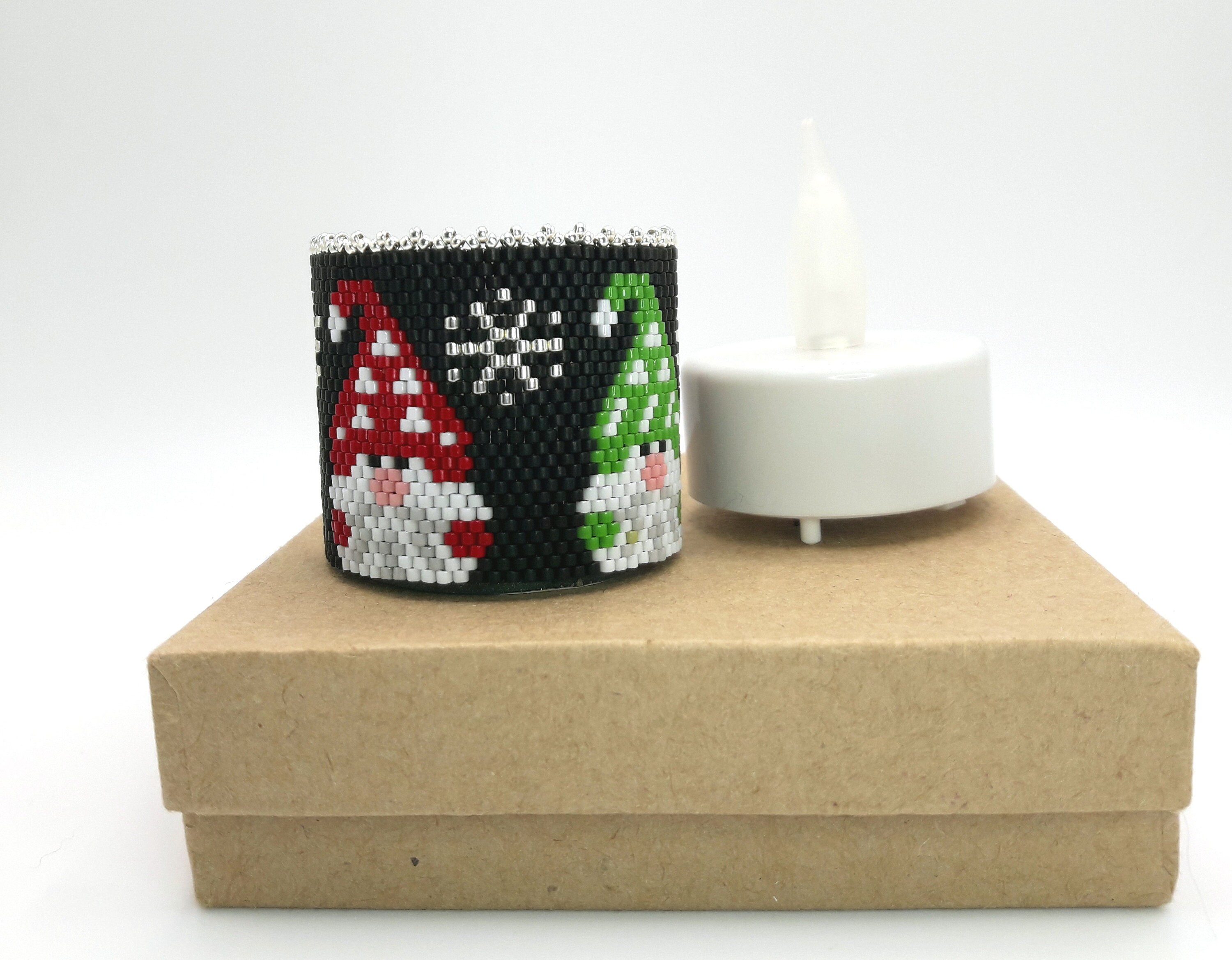 GNOMES: Peyote Stitch Beaded Tea Light Cover Pattern by Bead With Bugs ...
