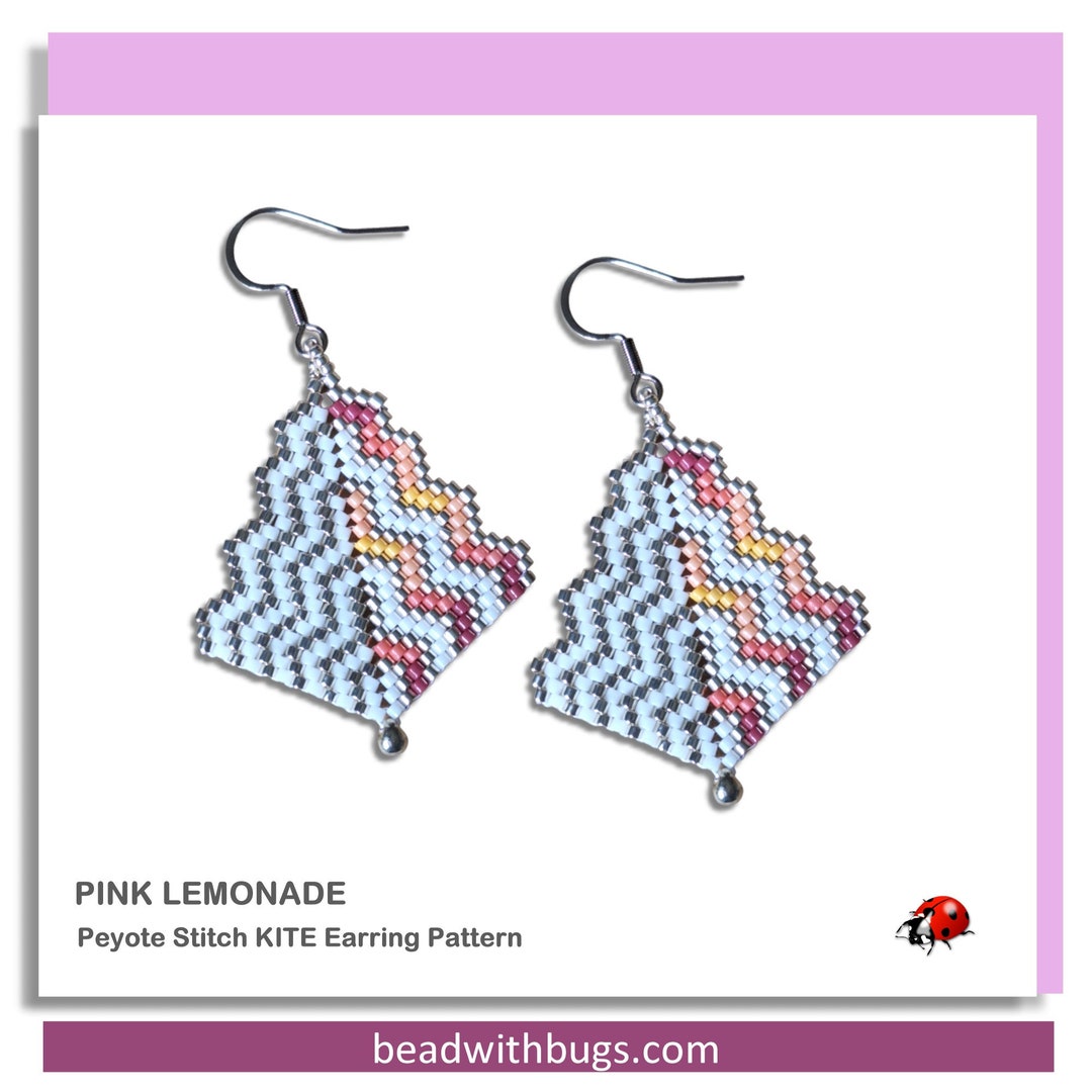 PINK LEMONADE: Peyote Stitch Beaded Earring Pattern by Bead With Bugs ...