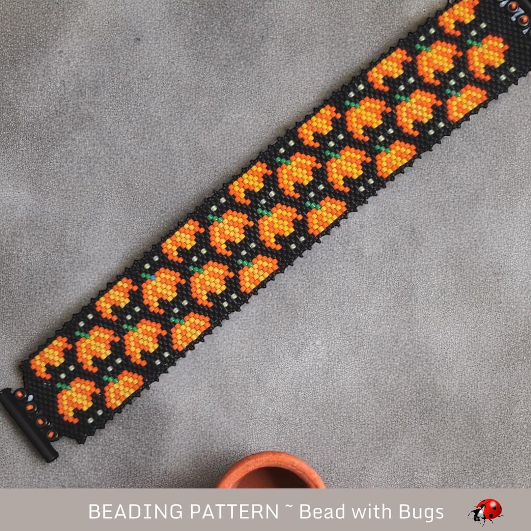 Peyote Stitch Beaded Bracelet Pattern by Bead With Bugs, Halloween Cats ...