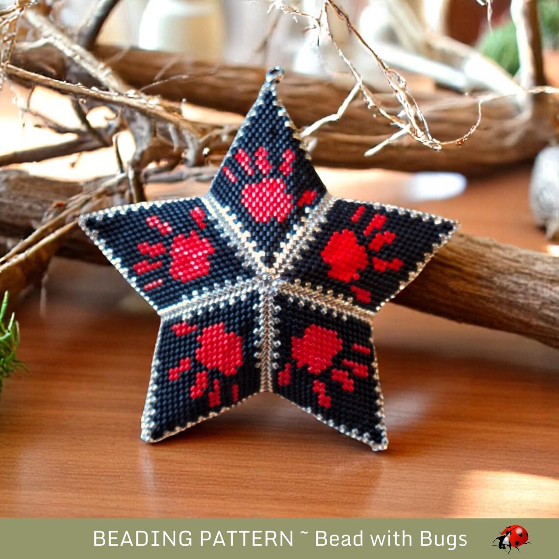 Unique SILENCED 3D Star Pattern - Black With Red Hand and Silver ...