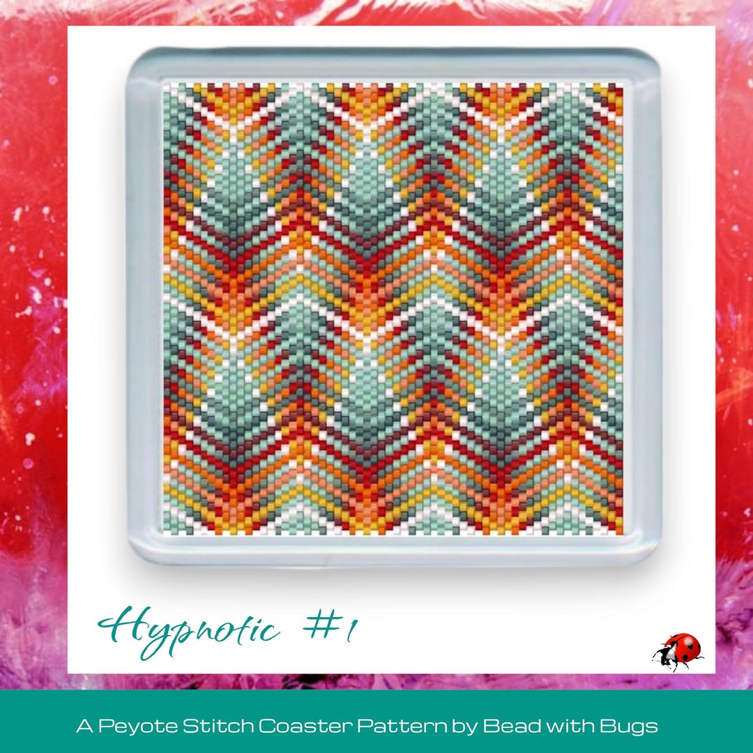 HYPNOTIC #1: Peyote Stitch Beaded Coaster Pattern by Bead With Bugs - Etsy