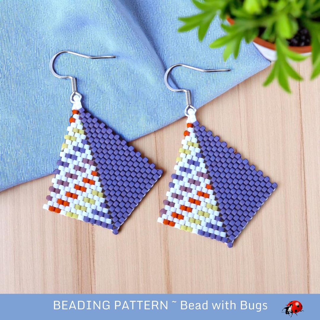 Peyote Stitch, Kite Earring Beading Pattern by Bead With Bugs, Summer ...