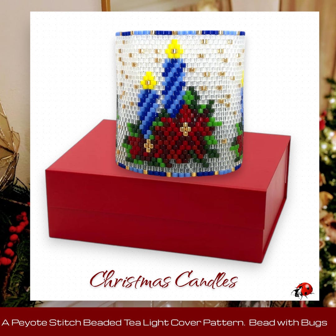 CHRISTMAS CANDLES: Peyote Stitch Beaded Tea Light Cover Pattern by Bead ...