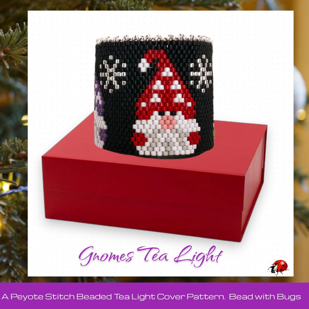 GNOMES: Peyote Stitch Beaded Tea Light Cover Pattern by Bead With Bugs ...