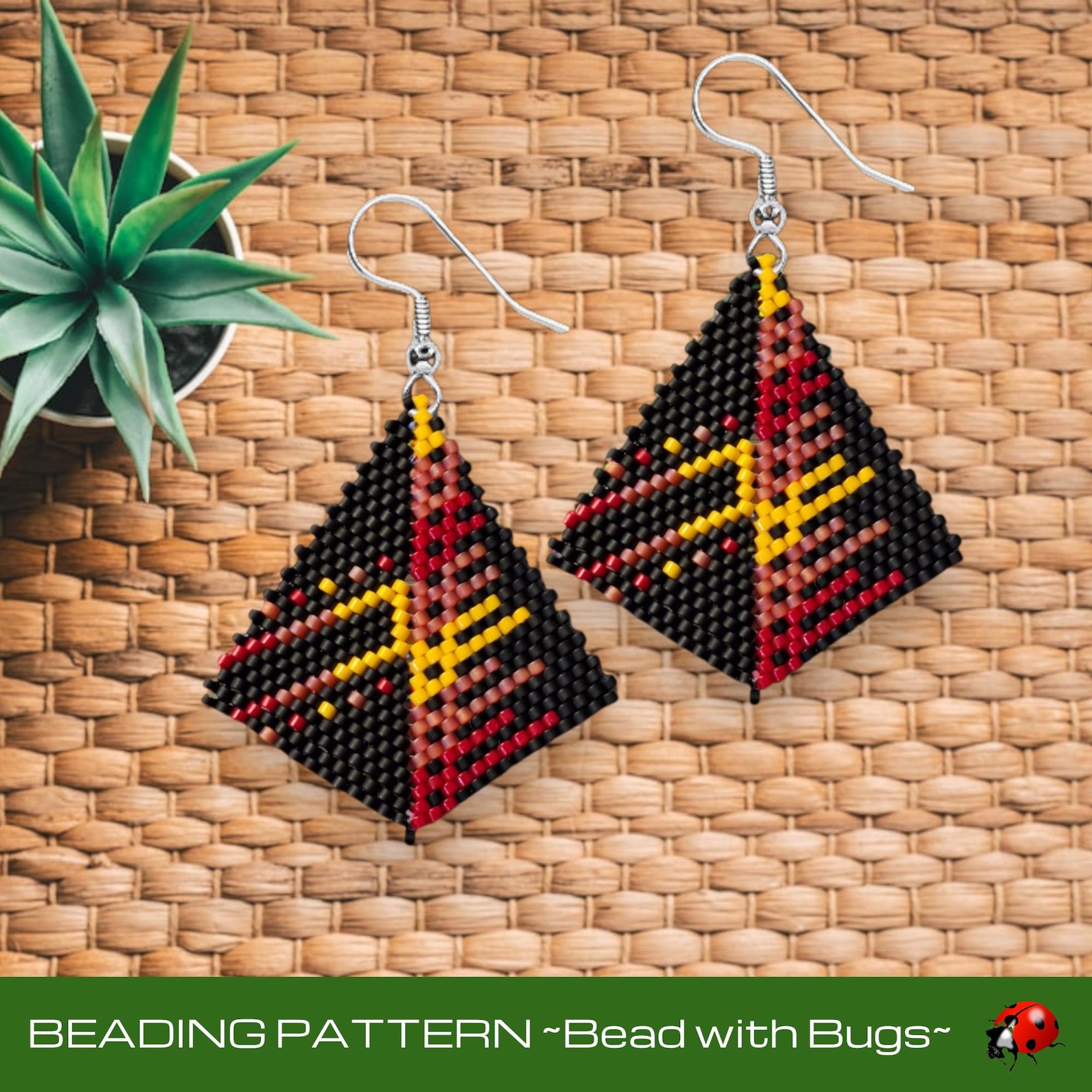 Peyote Stitch, Kite Earring Beading Pattern ETERNAL FLAME, PDF - Etsy