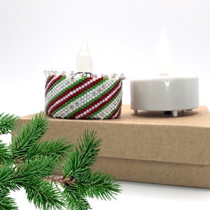 CANDYCANE: Peyote Stitch Beaded Tea Light Cover Pattern by Bead With ...