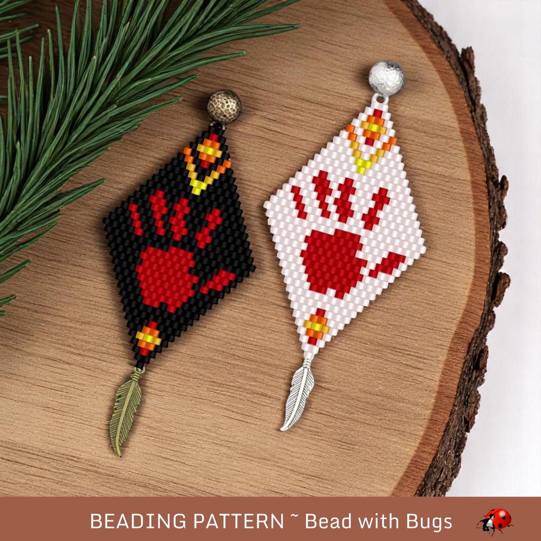 Brick Stitch Beaded Earring Pattern: MMIW Indigenous Design (PDF ...