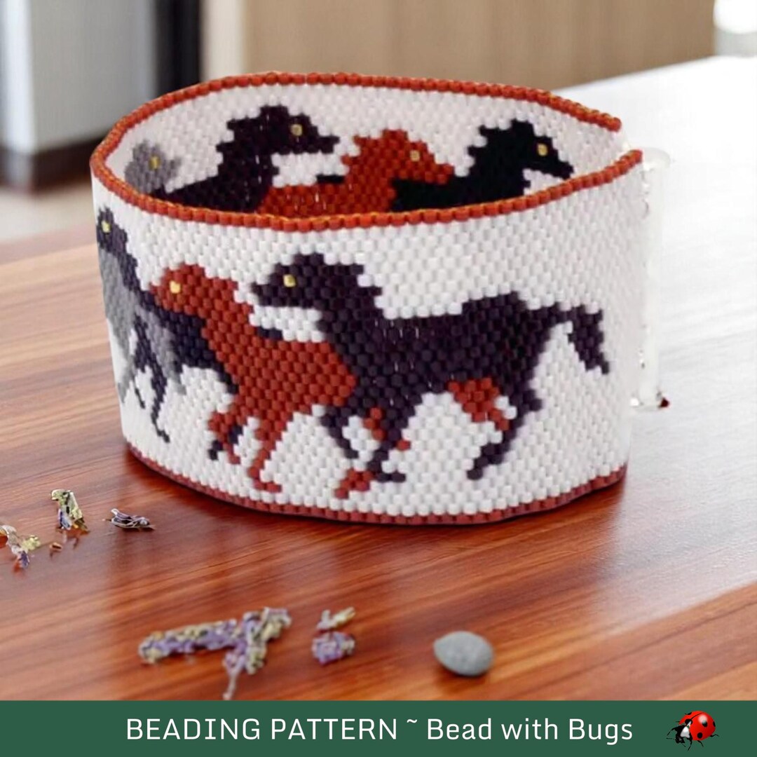Peyote Stitch Beaded Bracelet Pattern by Bead With Bugs, Stampede, a ...