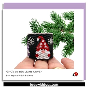 GNOMES: Peyote Stitch Beaded Tea Light Cover Pattern by Bead With Bugs ...