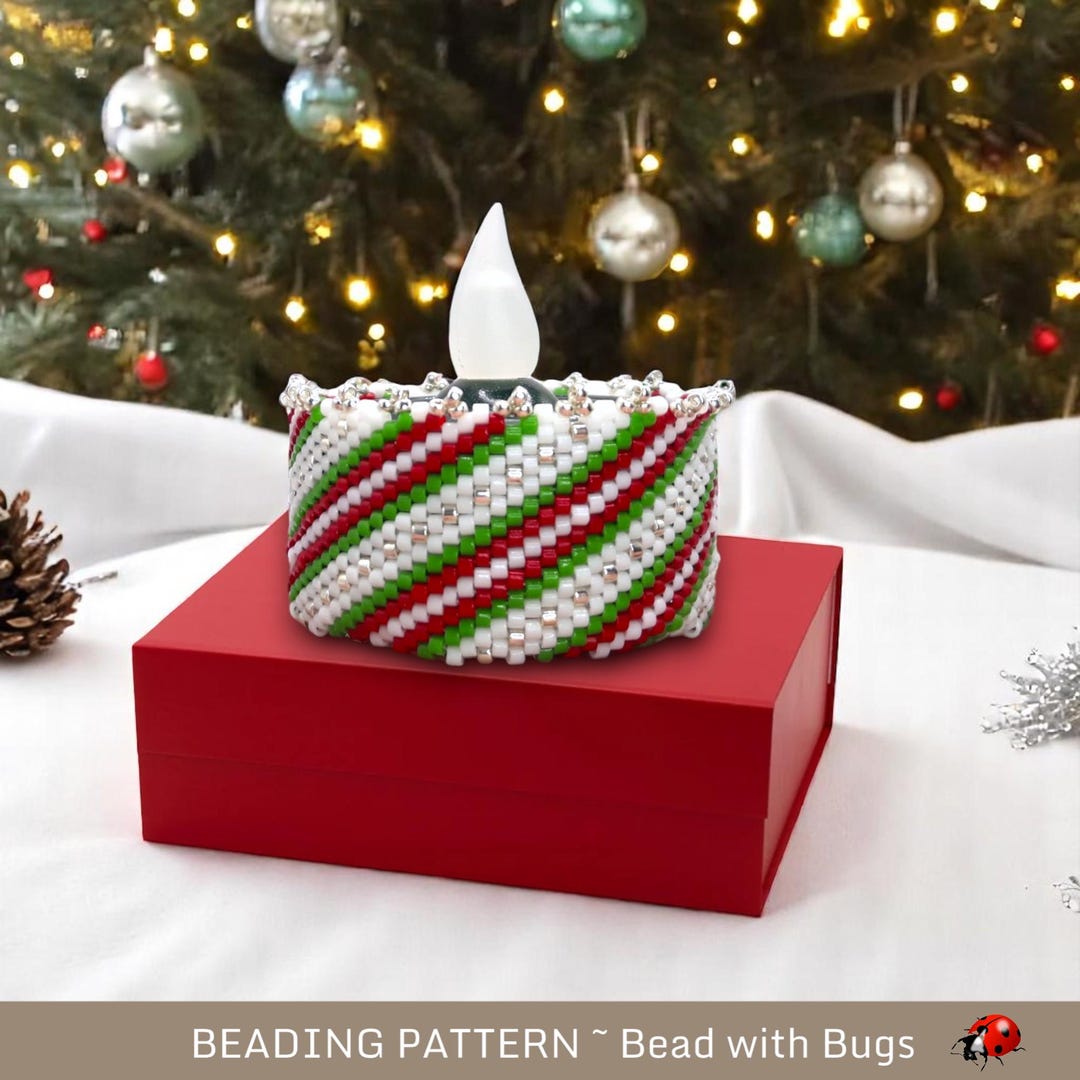 CANDYCANE: Peyote Stitch Beaded Tea Light Cover Pattern by Bead With ...