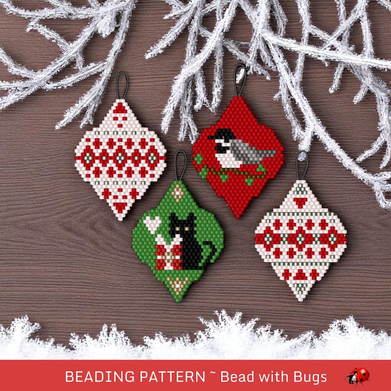 Red Beaded Bird Ornament - Etsy UK