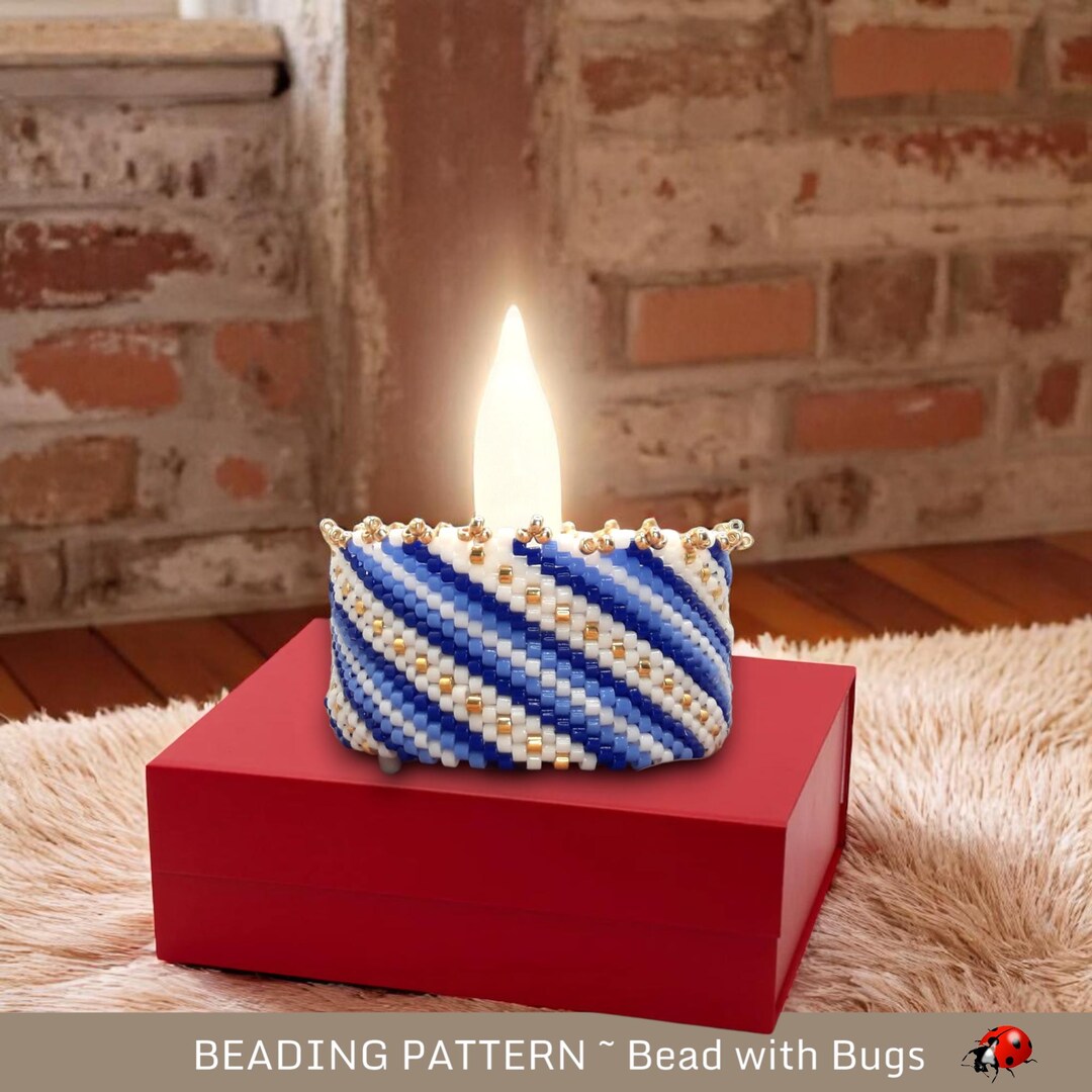 CALMING BLUES: Peyote Stitch Beaded Tea Light Cover Pattern by Bead ...