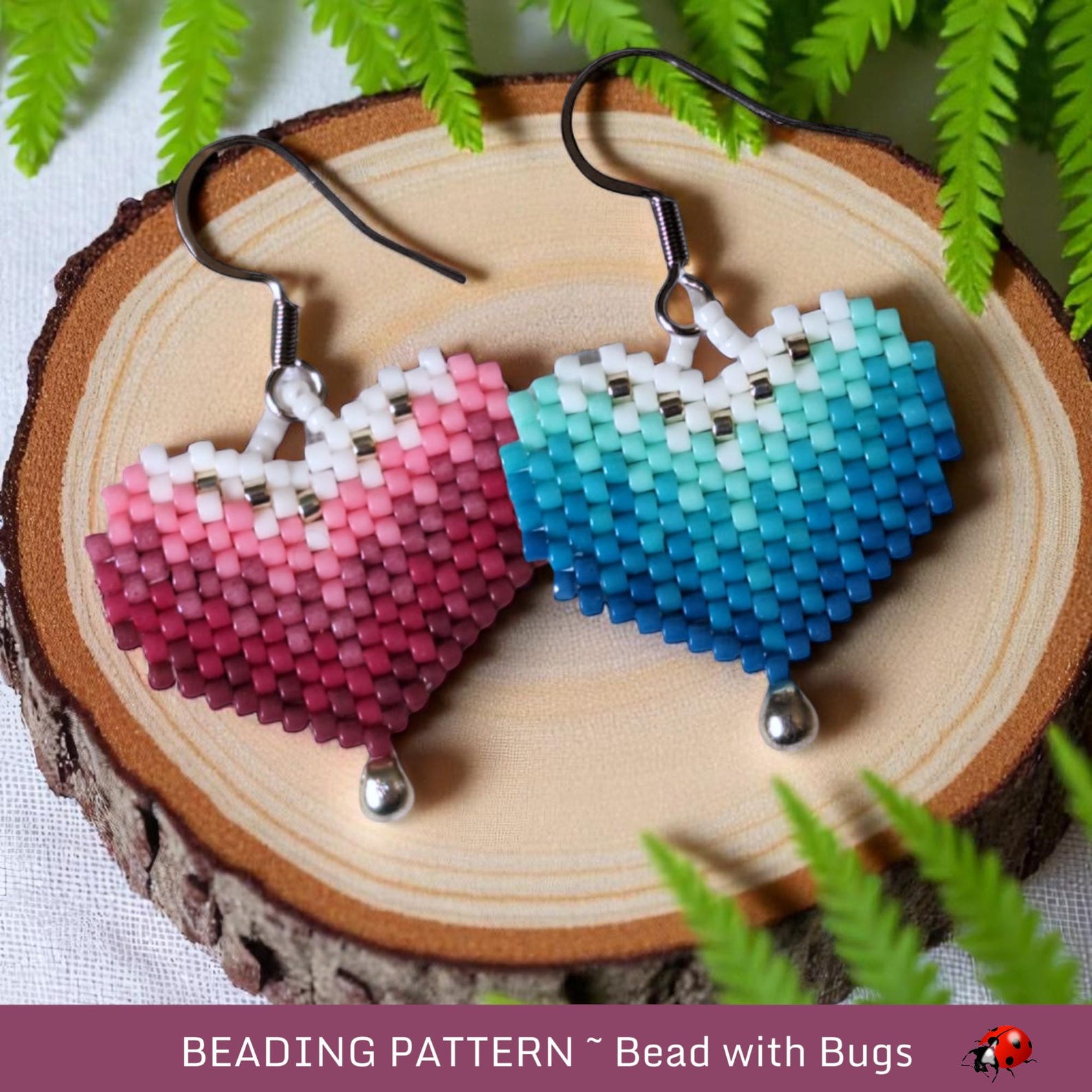 Brick Stitch Heart Earrings Pattern: Ombre Beaded Design (PDF) - Etsy