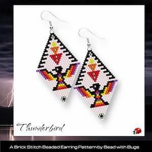 THUNDERBIRD: Brick Stitch Beaded Earrings Pattern by Bead With Bugs - Etsy