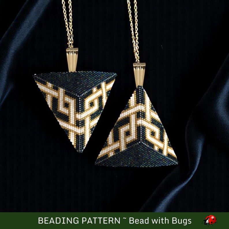3D Beaded Peyote Pendant Pattern by Bead With Bugs, BLACK CELTIC KNOT ...