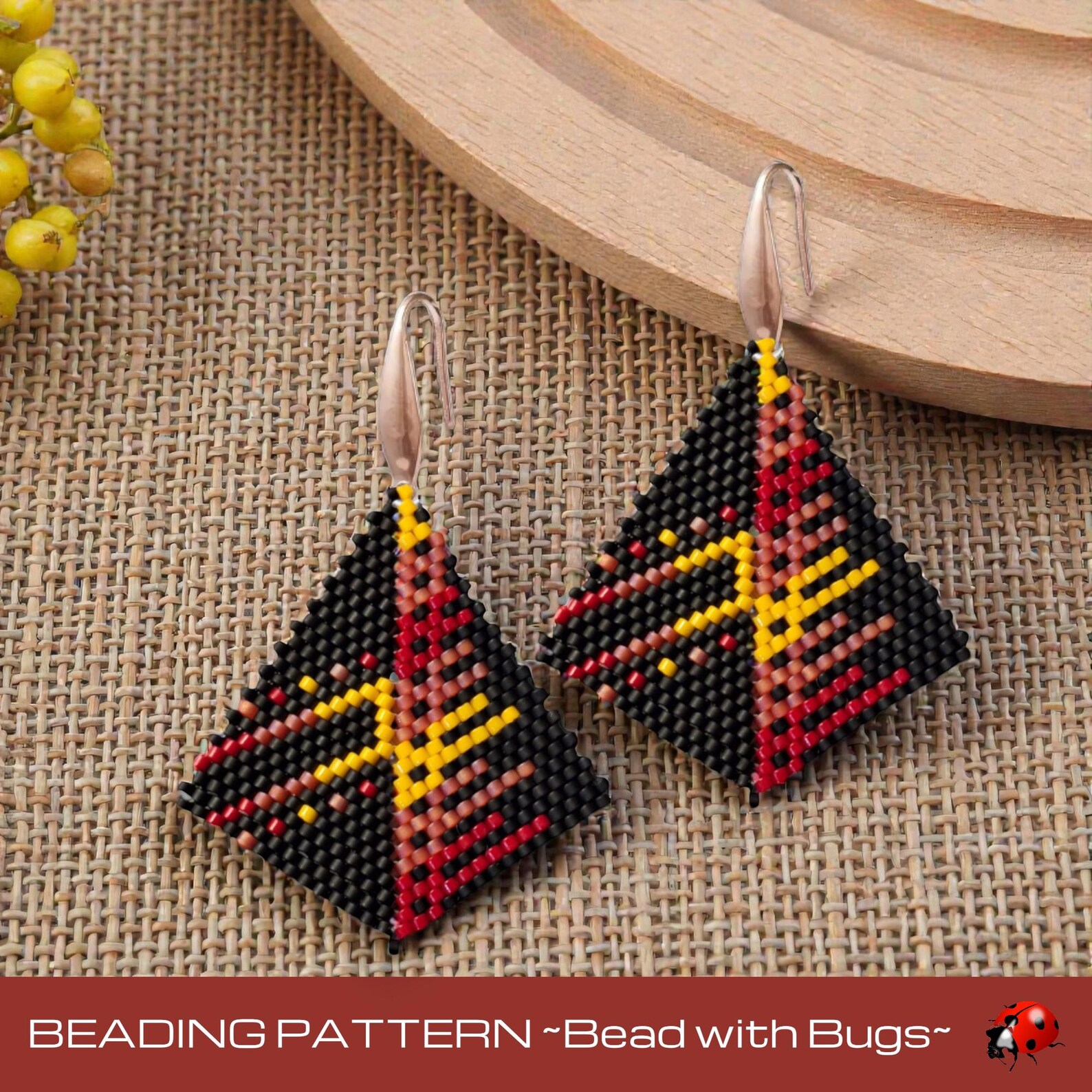 Peyote Stitch, Kite Earring Beading Pattern ETERNAL FLAME, PDF - Etsy