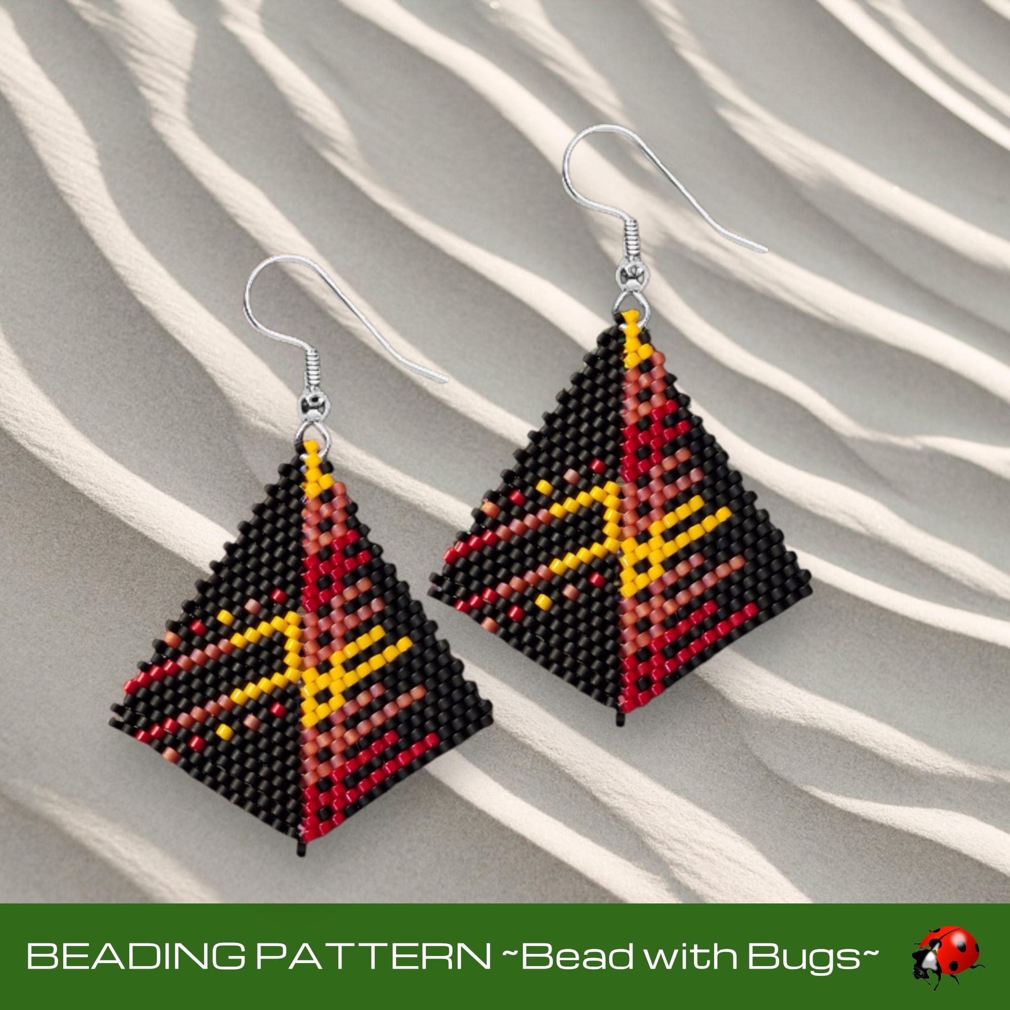 Peyote Stitch, Kite Earring Beading Pattern ETERNAL FLAME, PDF - Etsy
