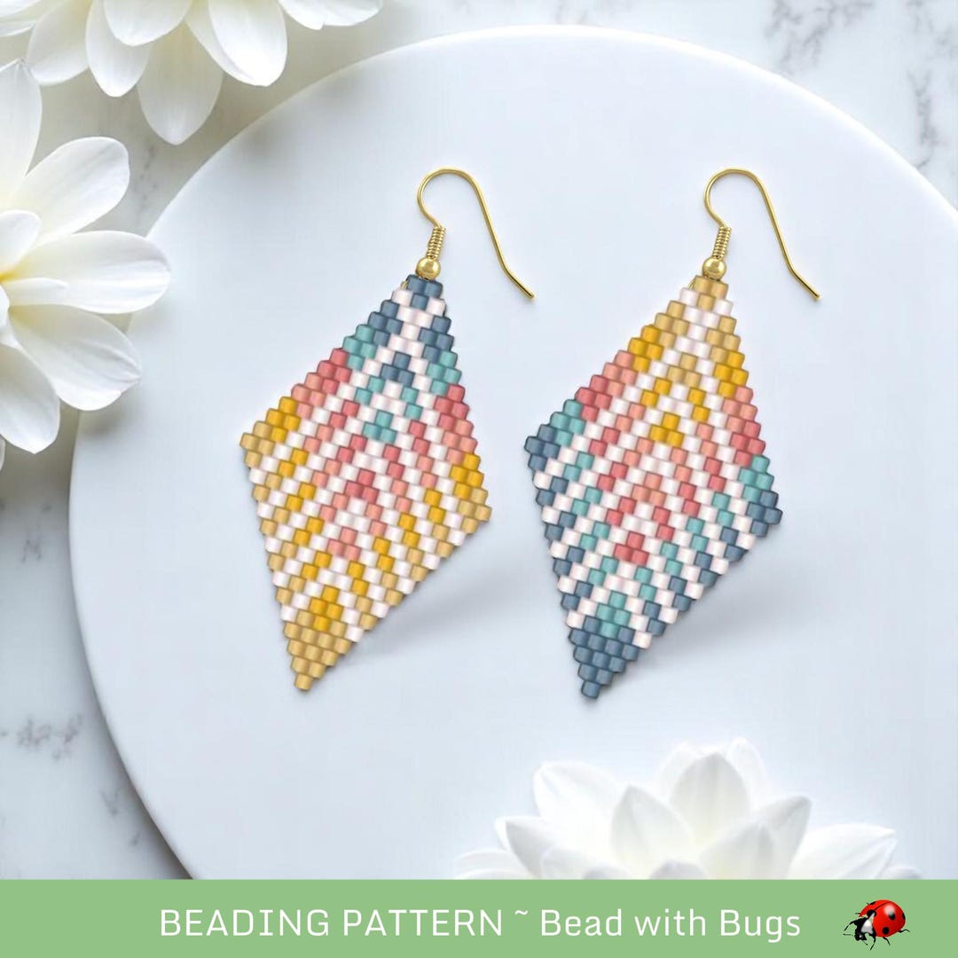 Brick Stitch Beaded Earrings Pattern: Spring Colors (PDF) - Etsy