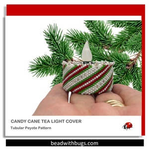 CANDYCANE: Peyote Stitch Beaded Tea Light Cover Pattern by Bead With ...