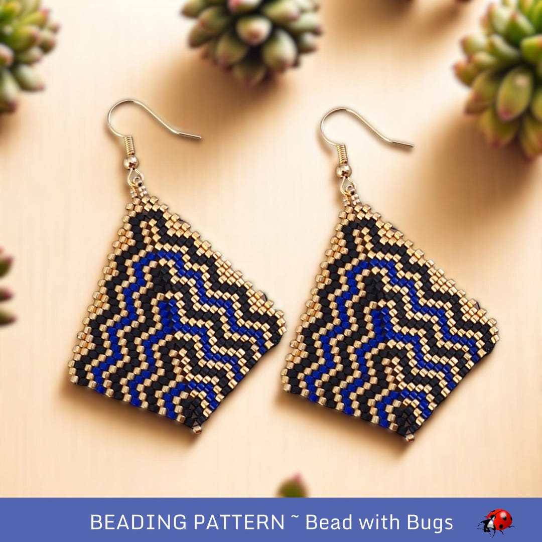 Peyote Stitch, Kite Earring Beading Pattern by Bead With Bugs, Matrix ...