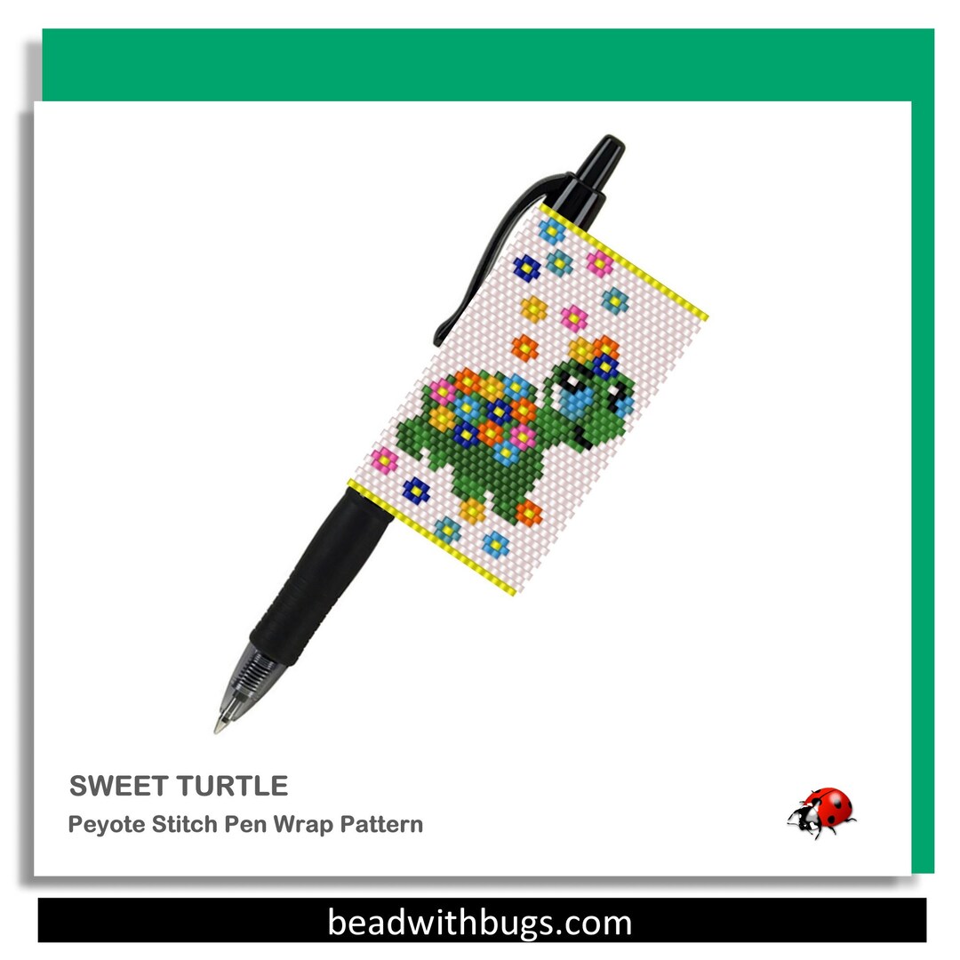 SWEET TURTLE: Peyote Stitch Beaded Pen Wrap by Bead With Bugs - Etsy