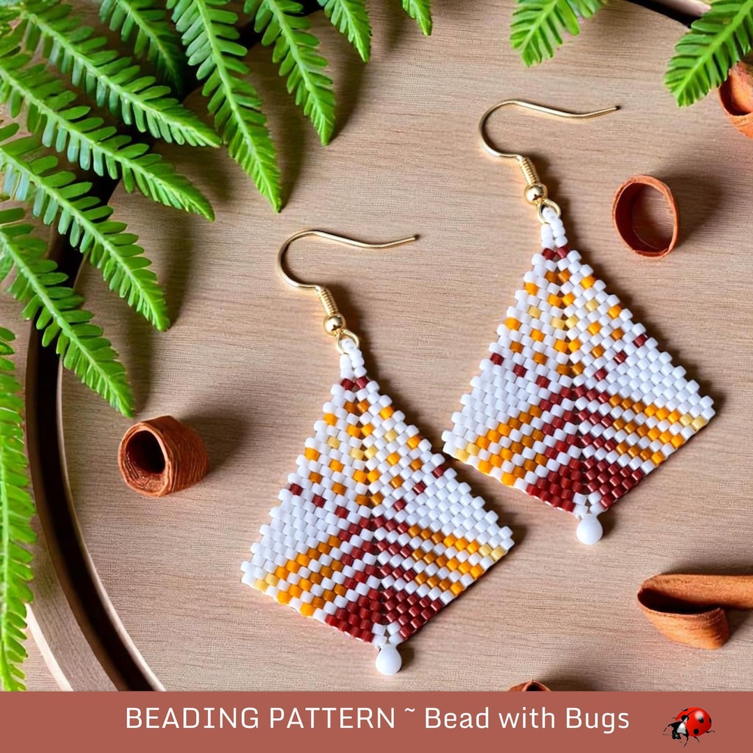 Peyote Stitch, Kite Earring Beading Pattern by Bead With Bugs, Squash ...