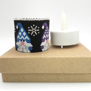 GNOMES: Peyote Stitch Beaded Tea Light Cover Pattern by Bead With Bugs ...