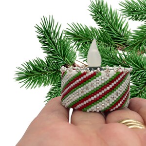 CANDYCANE: Peyote Stitch Beaded Tea Light Cover Pattern by Bead With ...