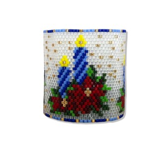 CHRISTMAS CANDLES: Peyote Stitch Beaded Tea Light Cover Pattern by Bead ...