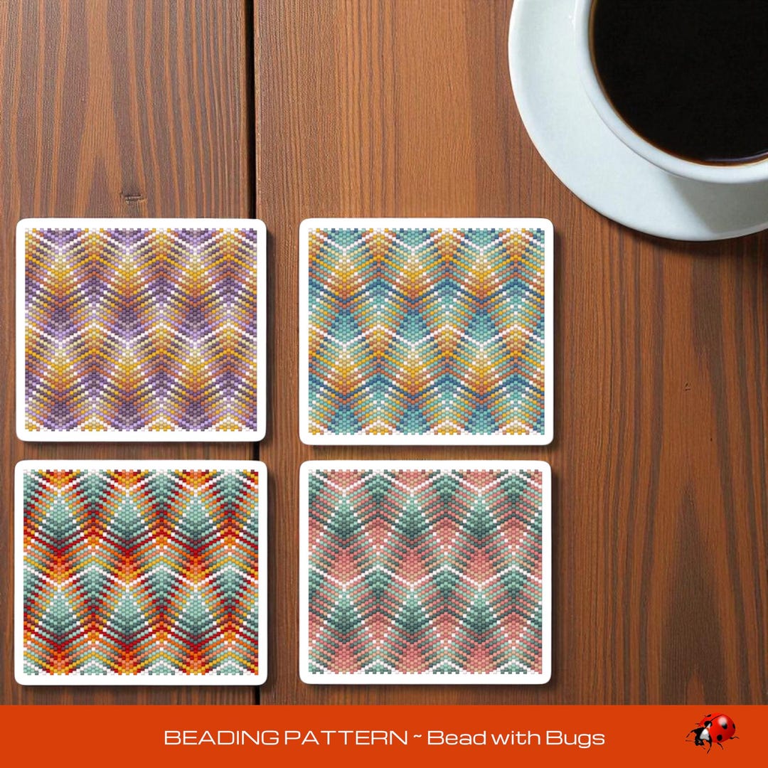THE HYPNOTIC SET: Peyote Stitch Beaded Coaster Pattern by Bead With ...