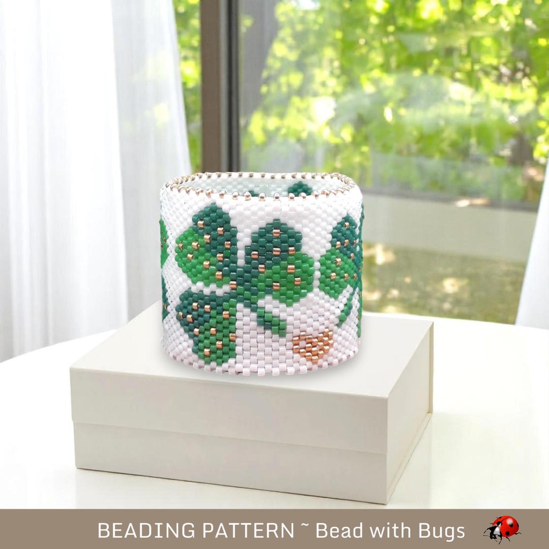SHAMROCKS: Peyote Stitch Beaded Tea Light Cover Pattern by Bead With ...