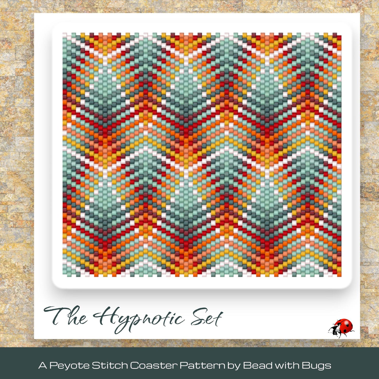 Peyote Stitch Beaded Coaster Pattern by Bead With Bugs, HYPNOTIC SERIES ...