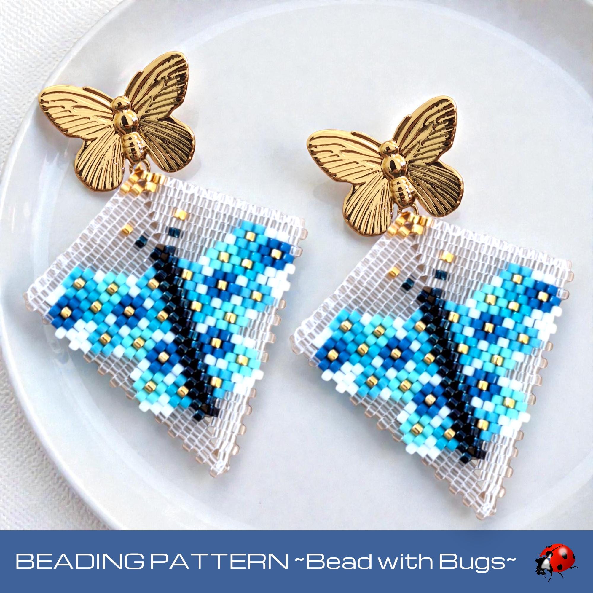 Peyote Stitch, Kite Earring Beading Pattern by Bead With Bugs ...