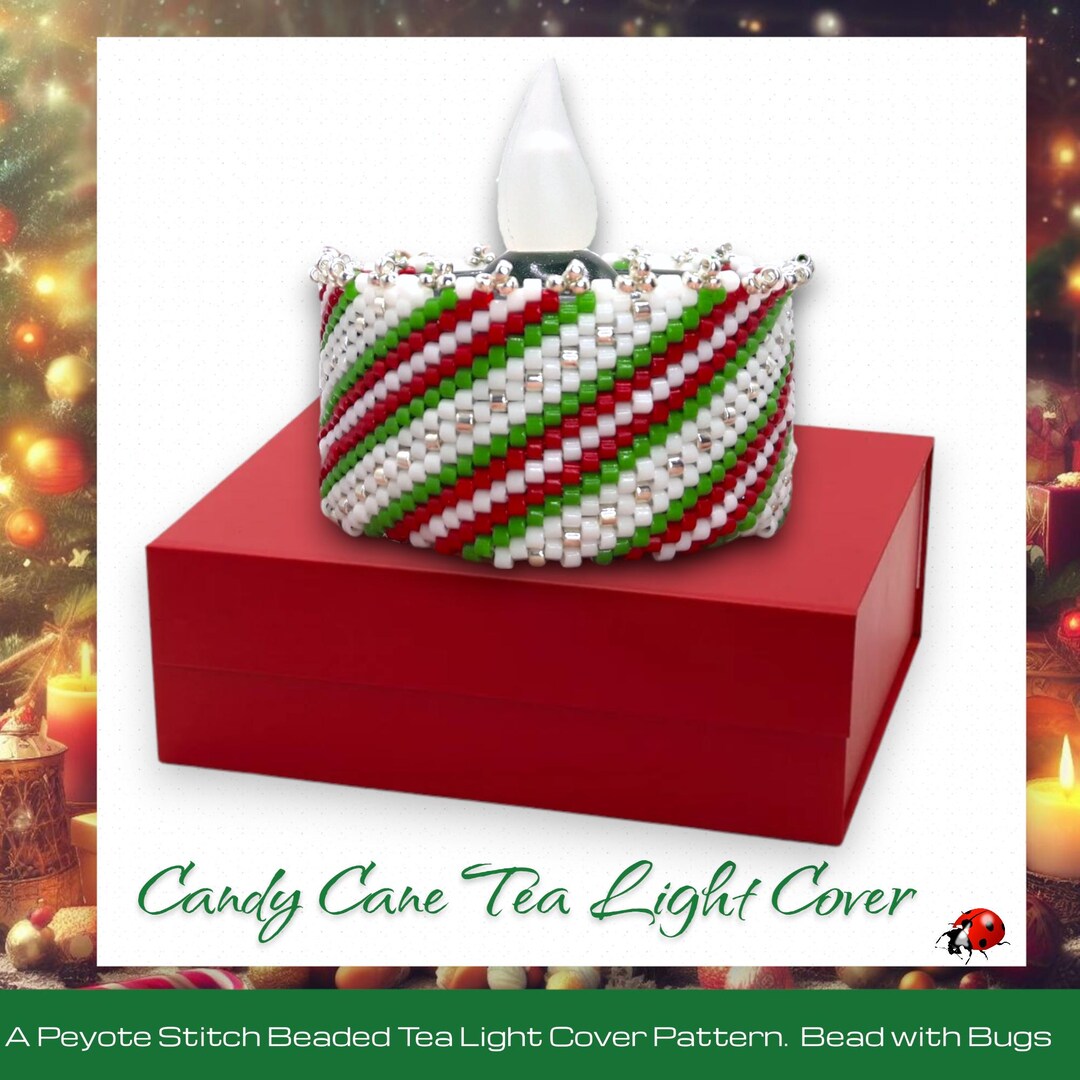 CANDYCANE: Peyote Stitch Beaded Tea Light Cover Pattern by Bead With ...