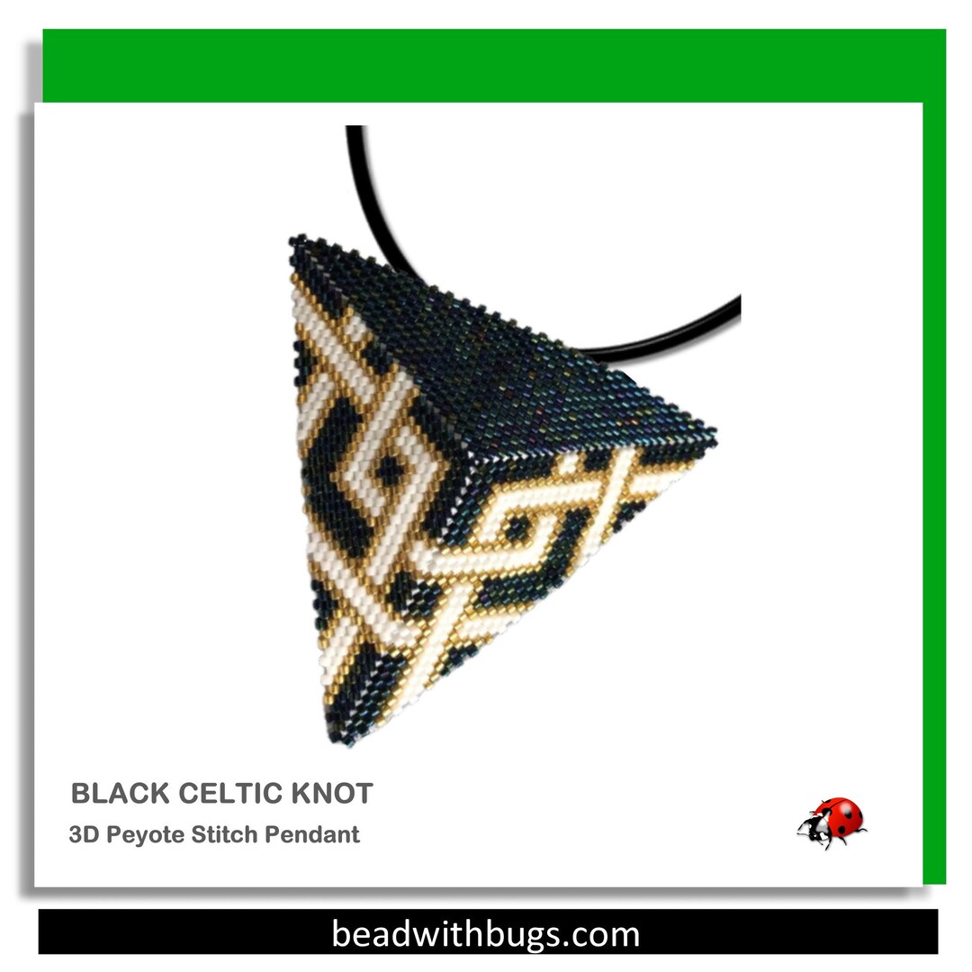 BLACK CELTIC KNOT: 3D Beaded Peyote Pendant Pattern by Bead With Bugs ...