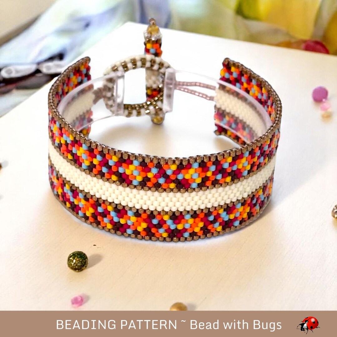 Peyote Stitch Bracelet Pattern, Fire and Ice 2, Southwestern Design ...