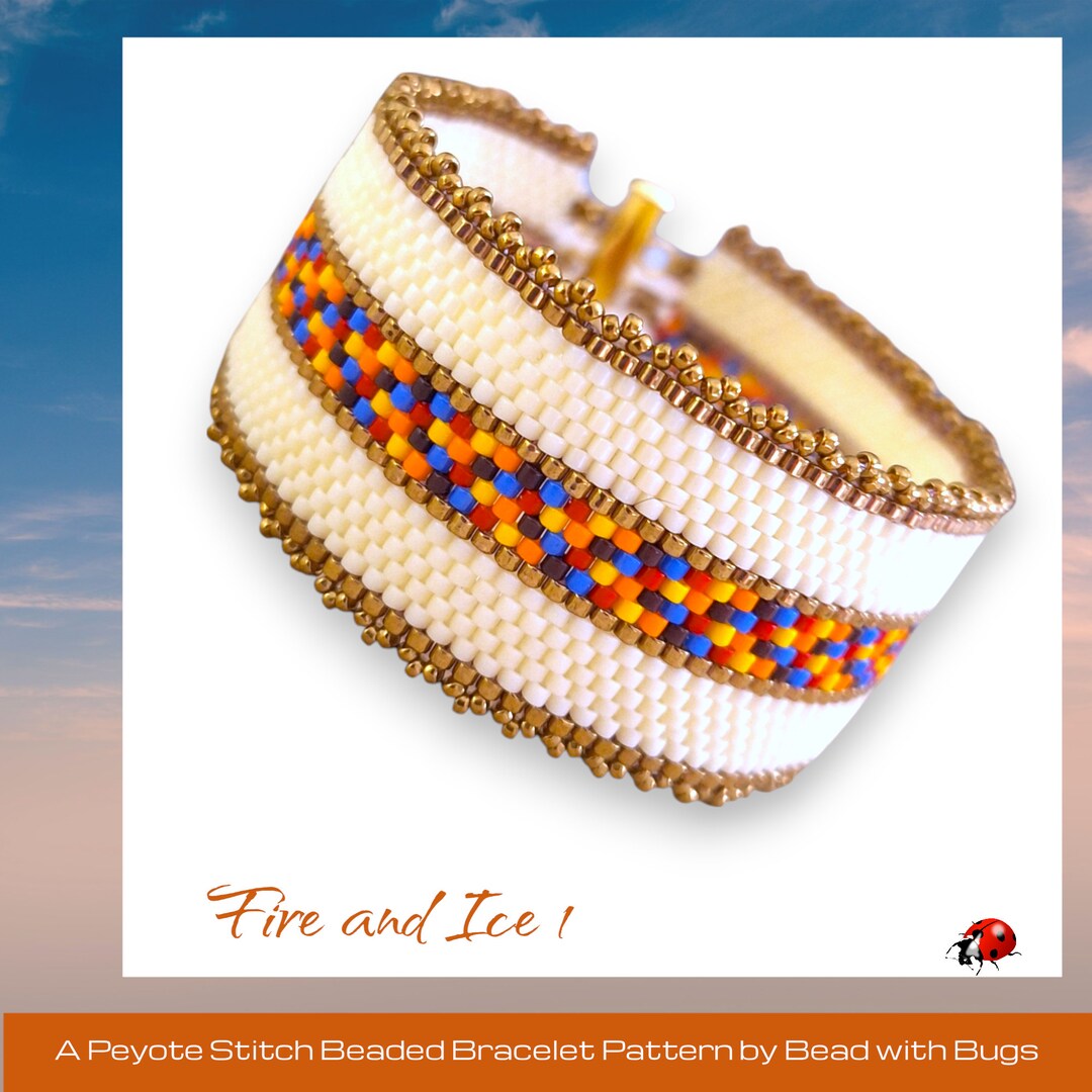 FIRE AND ICE 1 A Peyote Stitch Beaded Bracelet Pattern by Bead With ...