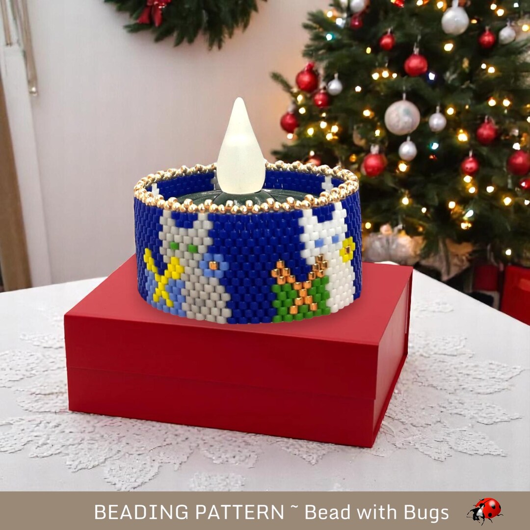CHRISTMAS CATS: Peyote Stitch Beaded Tea Light Cover Pattern by Bead ...
