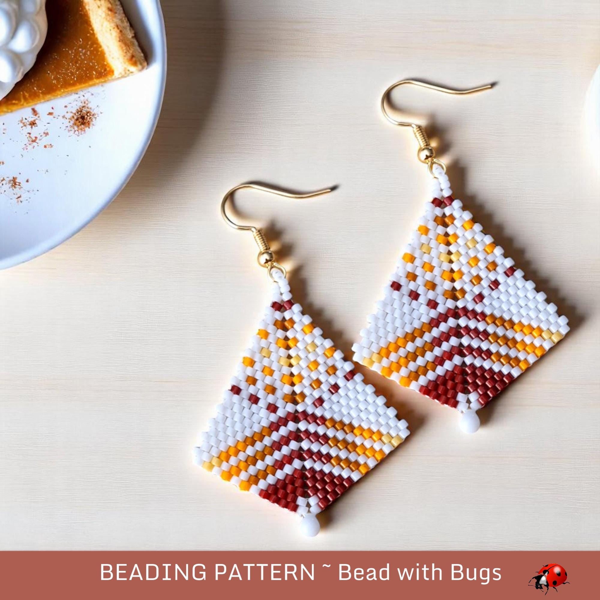 Peyote Stitch, Kite Earring Beading Pattern by Bead With Bugs, Squash ...