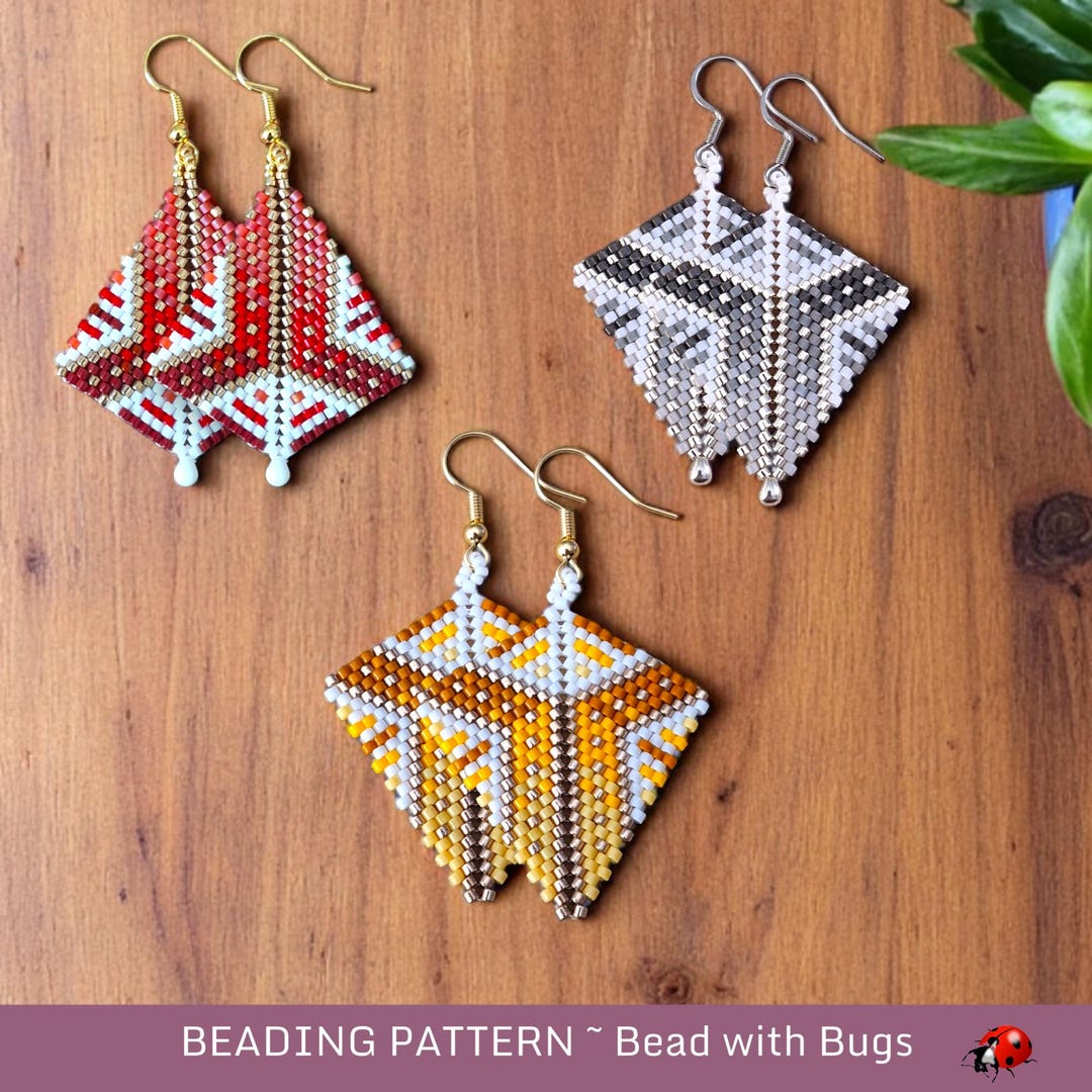 Peyote Stitch Kite Earring Pattern by Bead With Bugs, Colour Fade, 3 ...
