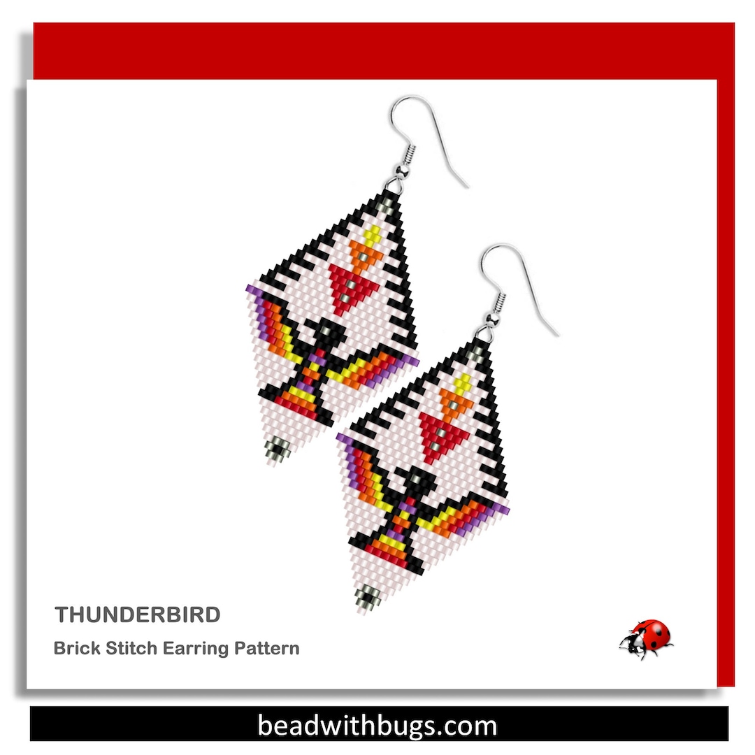 THUNDERBIRD: Brick Stitch Beaded Earrings Pattern by Bead With Bugs - Etsy