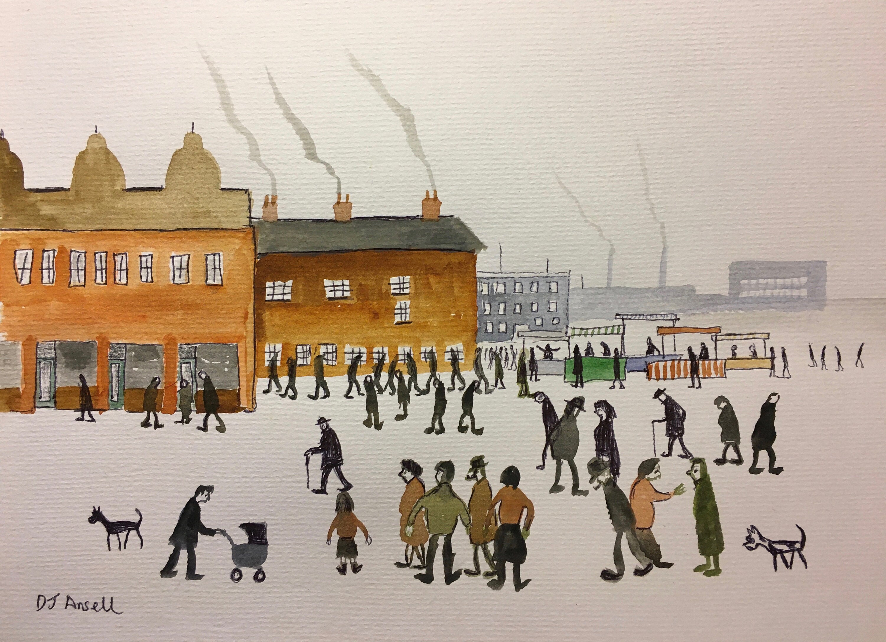 Market Day L. S. Lowry Inspired. - Etsy