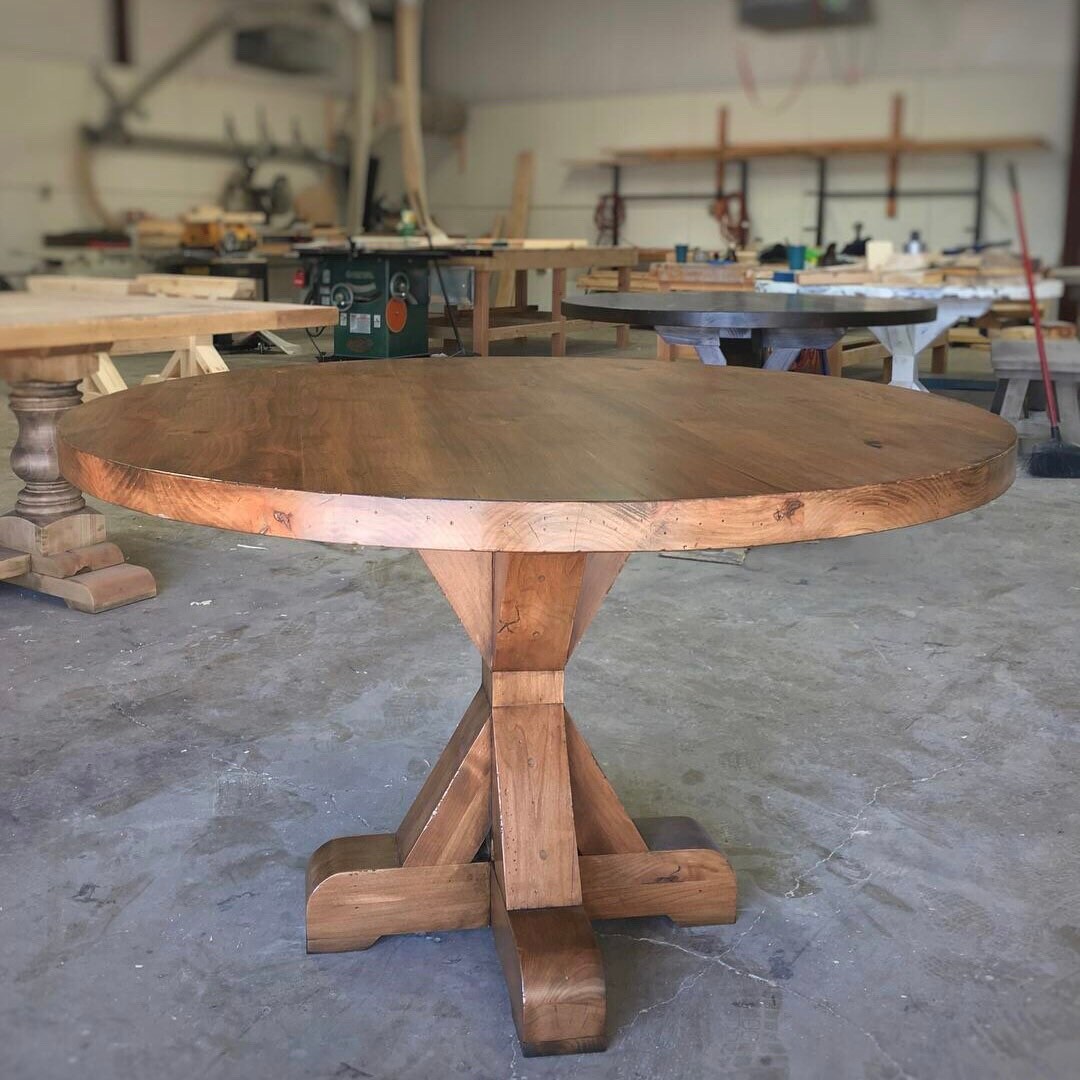 Solid Wood Handmade Round X-base Table FREE SHIPPING - Etsy